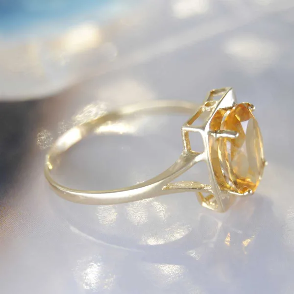 14K Gouden vintage ring met Citrien - Edelsmederij wim van Geel
